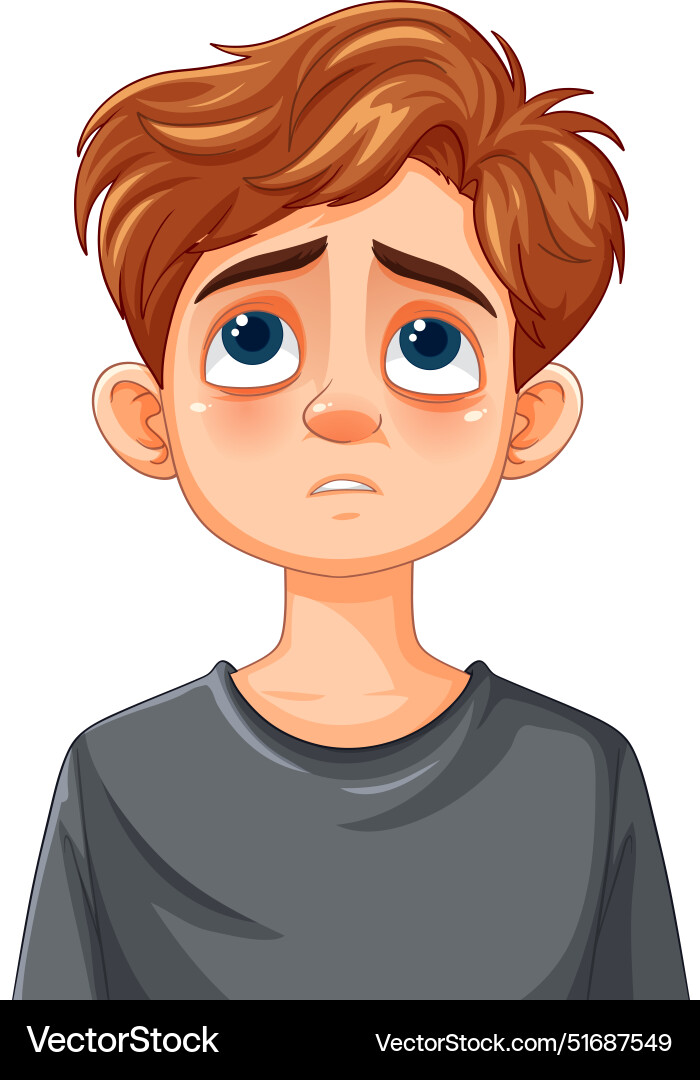 A boy looking concerned Royalty Free Vector Image