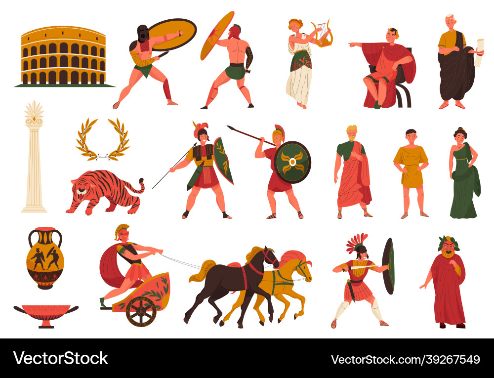 Ancient roman culture set Royalty Free Vector Image