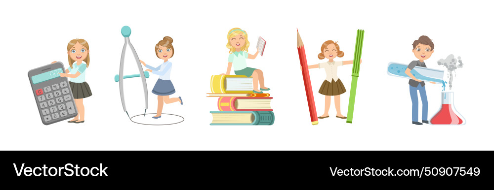 Back to school with little children education Vector Image