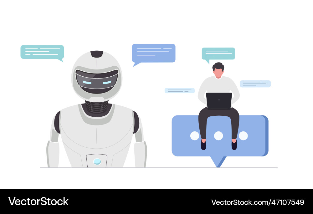 Chat bot with artificial intelligence digital Vector Image