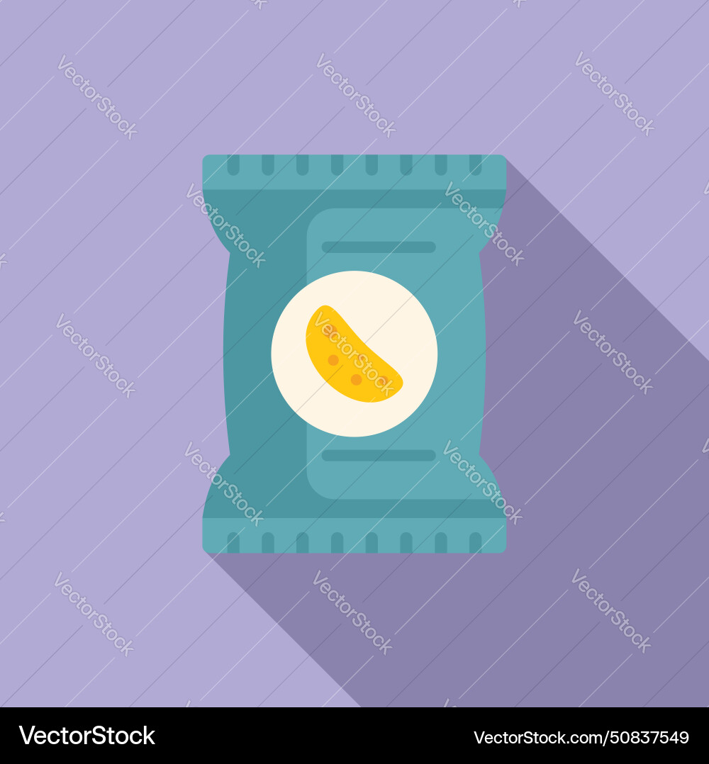 Crispy chips food icon flat snack pack Royalty Free Vector