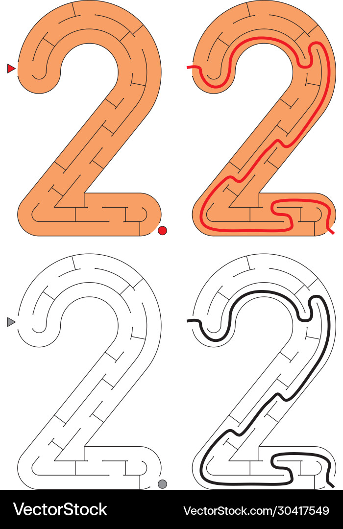 Easy number maze - 2 Royalty Free Vector Image