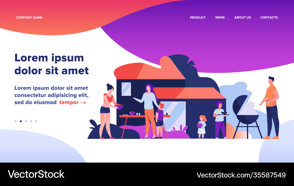 Family on bbq party backyard flat Royalty Free Vector Image