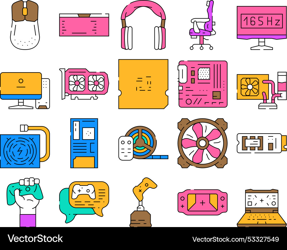 Game pc computer gaming icons set Royalty Free Vector Image