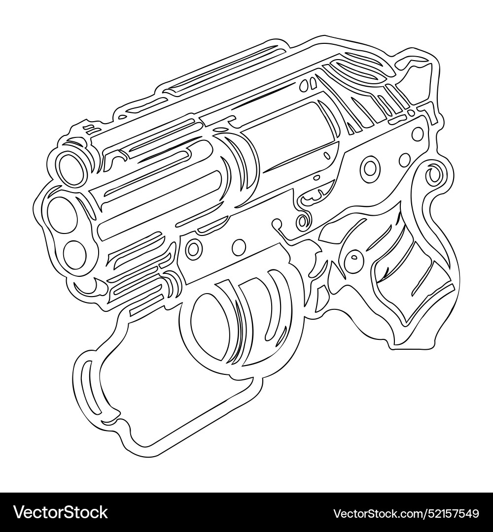 Gun galaxy outline sketch Royalty Free Vector Image
