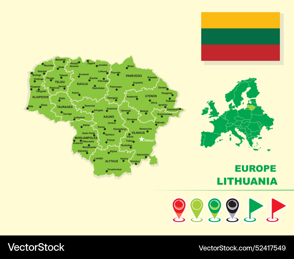 Lithuania map Royalty Free Vector Image - VectorStock