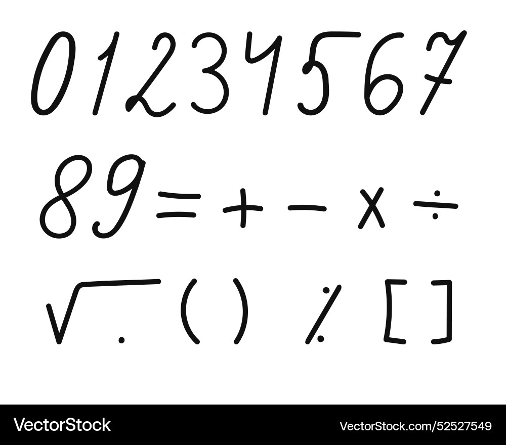 Numbers and mathematical signs hand-drawn Vector Image