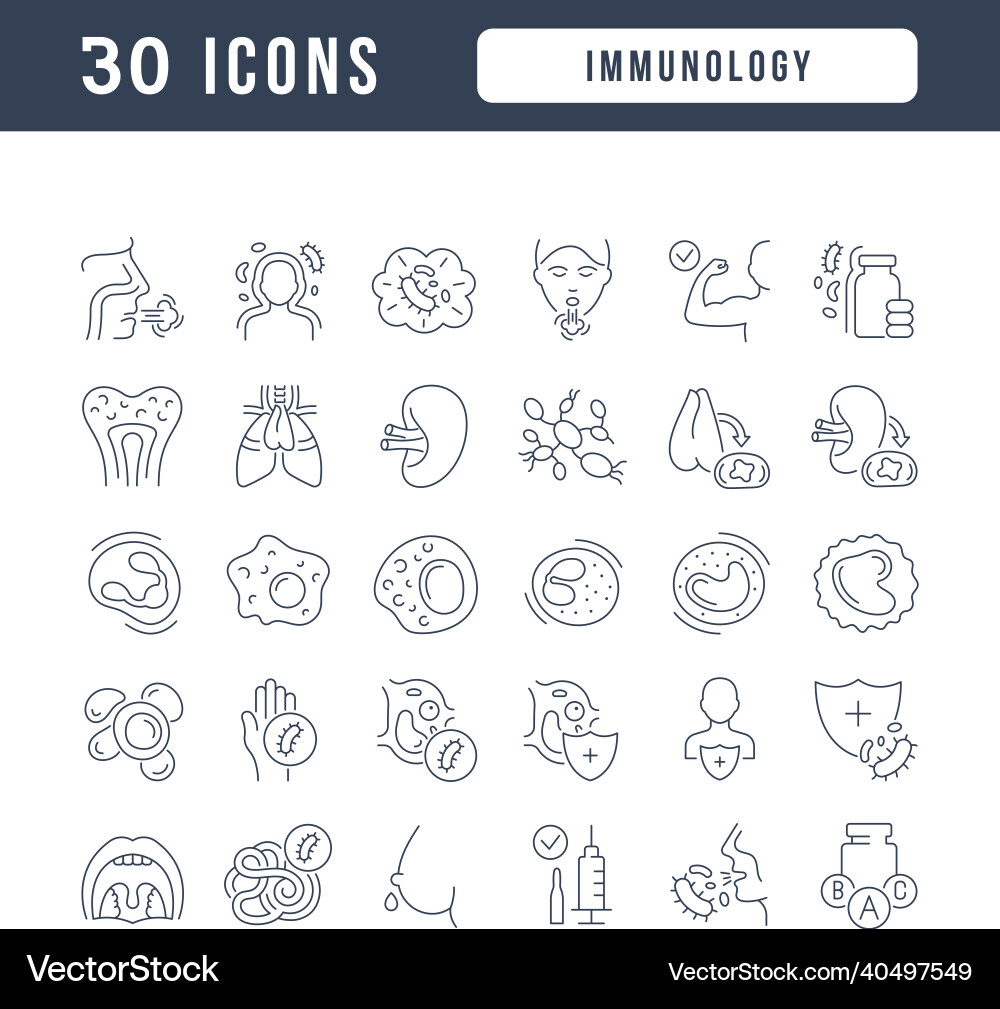 Set of linear icons immunology Royalty Free Vector Image
