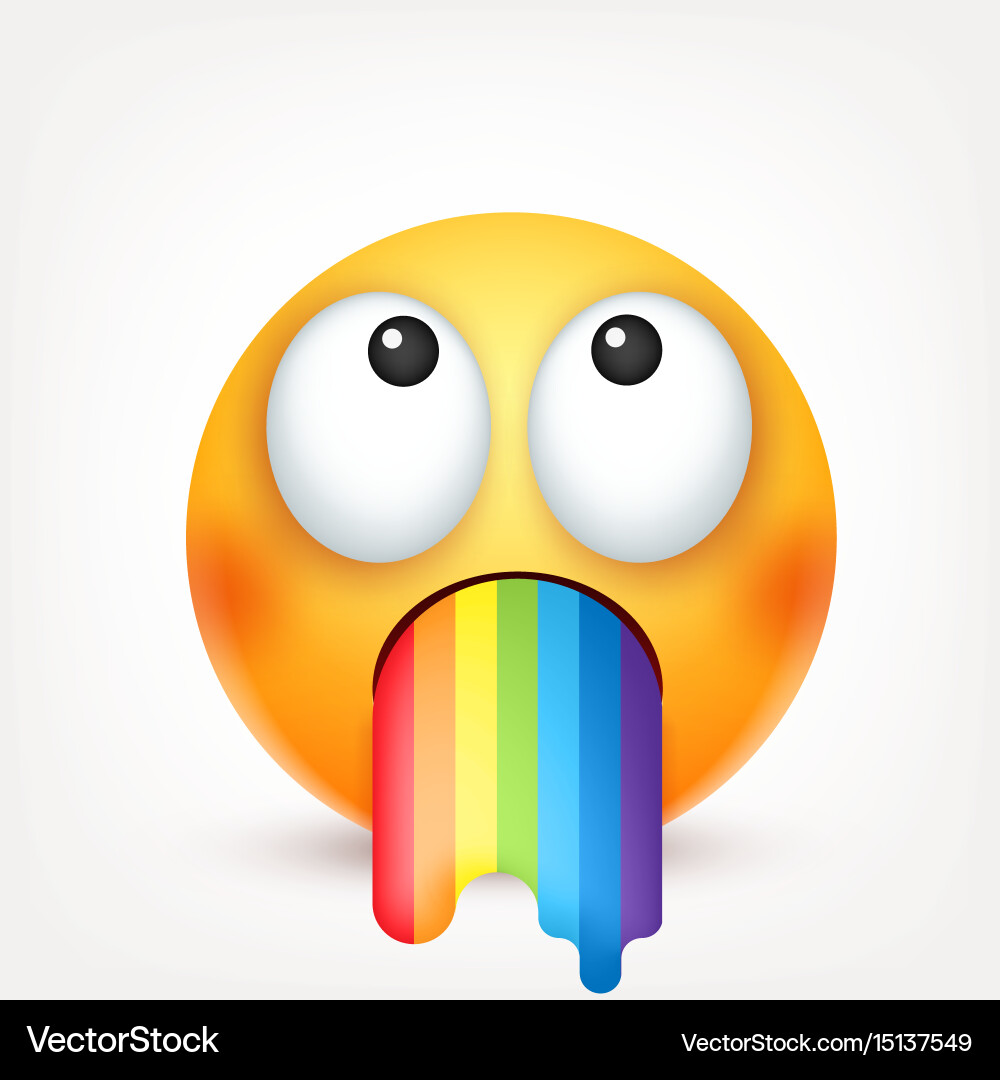 Smiley emoticon with rainbow yellow face Vector Image