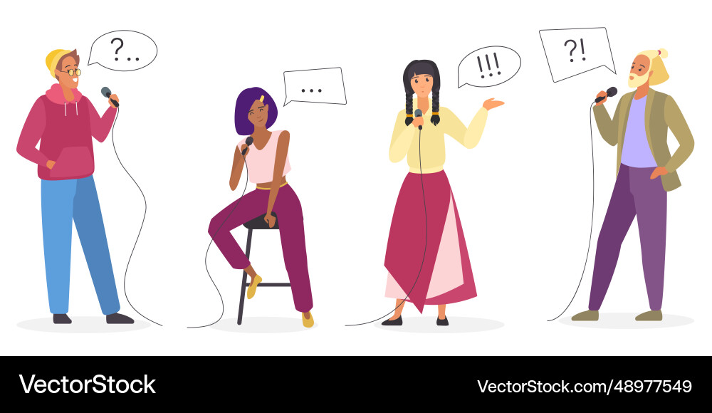 Stand up comedians set male female comic Vector Image