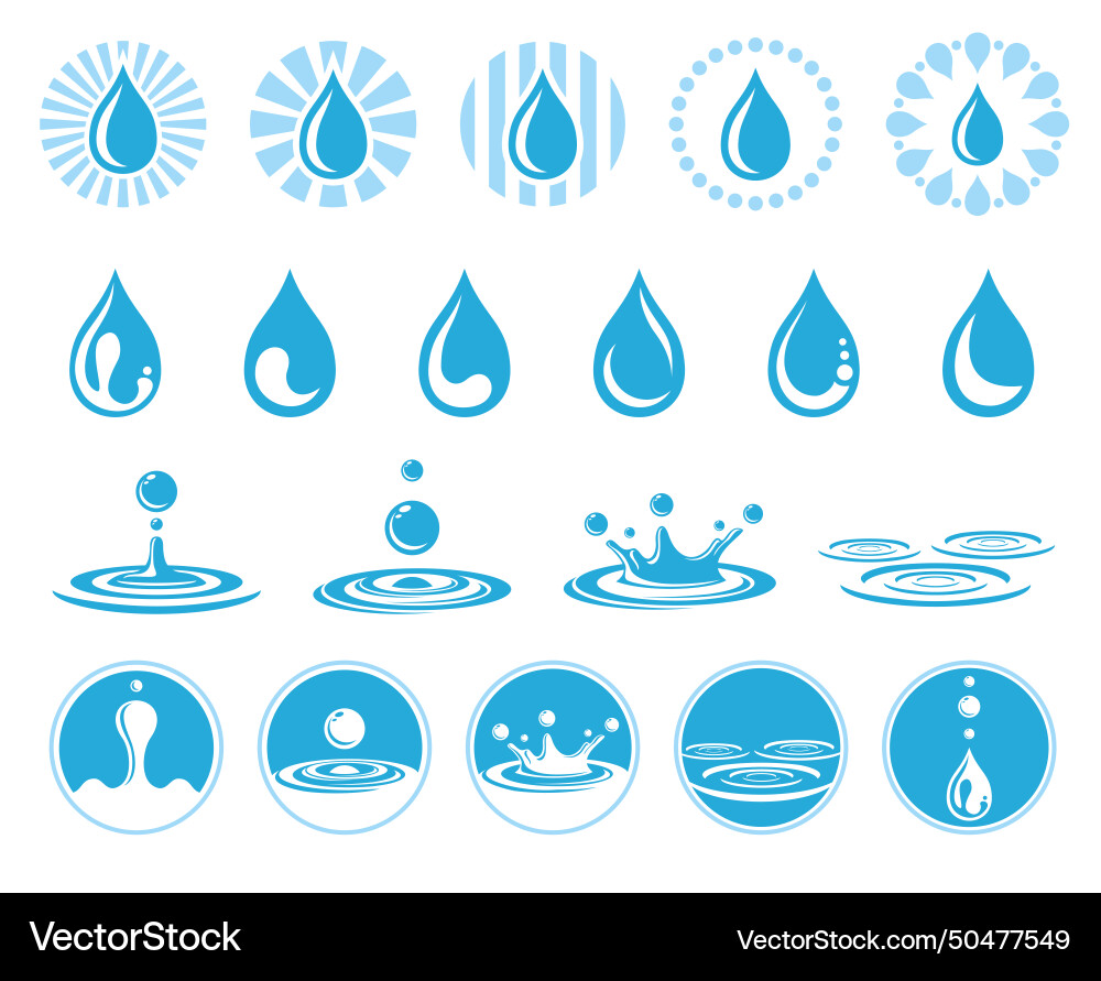 Water icons Royalty Free Vector Image - VectorStock