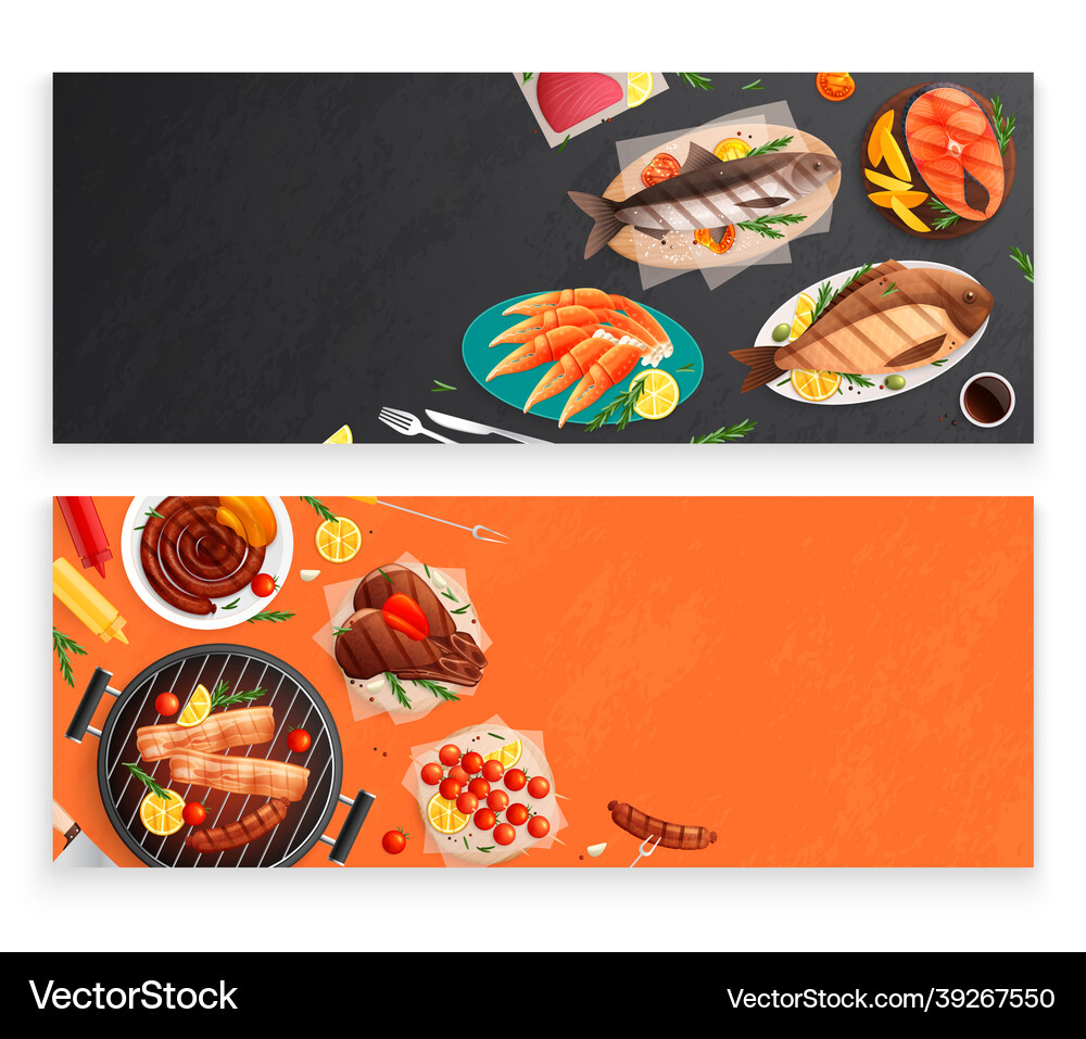 Bbq horizontal banners collection Royalty Free Vector Image