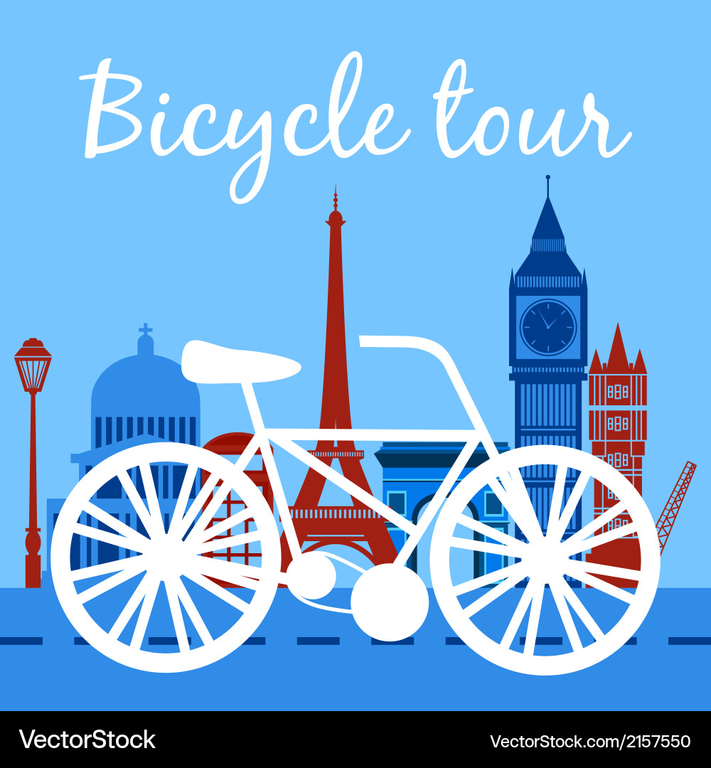 Bicycle tour poster Royalty Free Vector Image - VectorStock