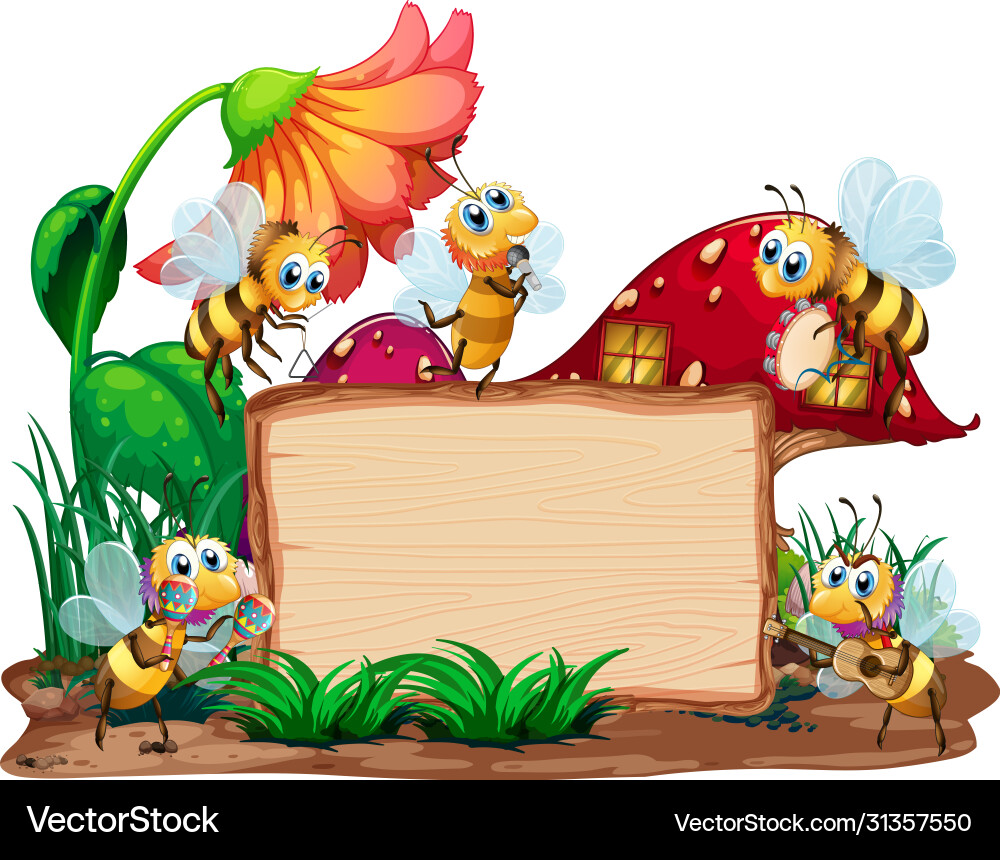 Border template design with insects in garden Vector Image