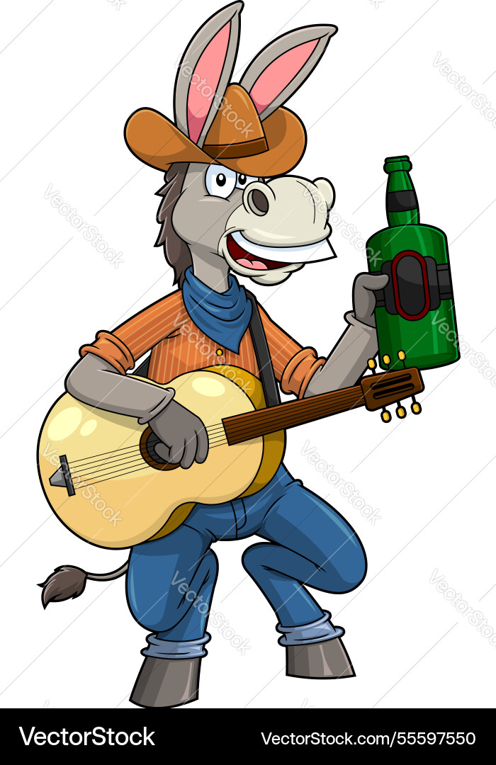 Donkey jackass cowboy cartoon character Royalty Free Vector