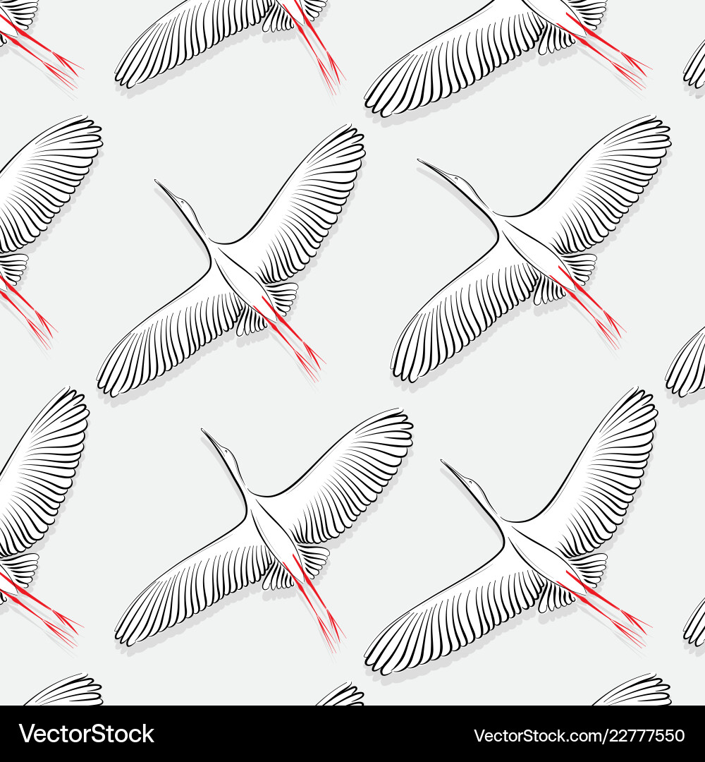 Elegant White Stork Pattern Royalty Free Vector Image
