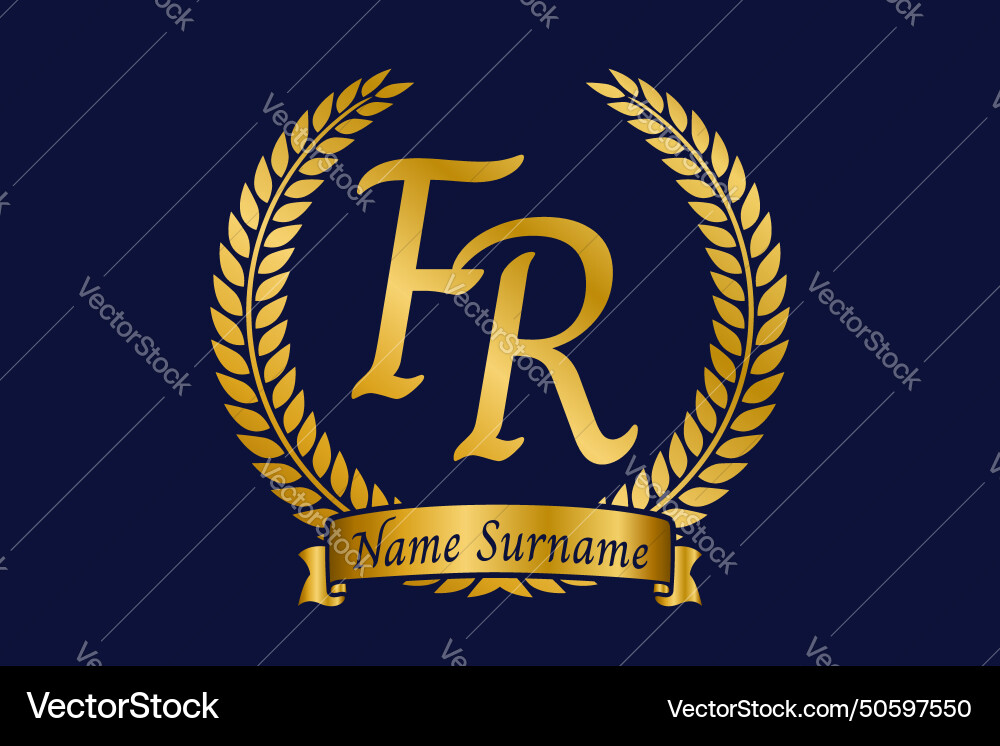 Initial letter f and r fr monogram logo design Vector Image