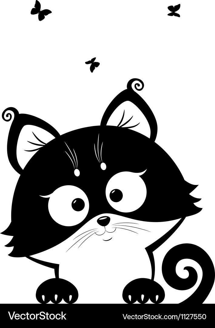 Kitten black Royalty Free Vector Image - VectorStock