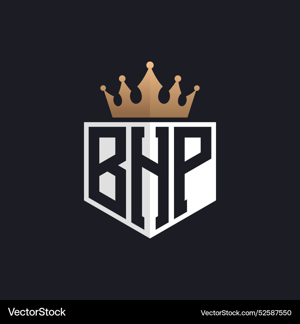Luxury bhp logo with crown elegant initials Vector Image