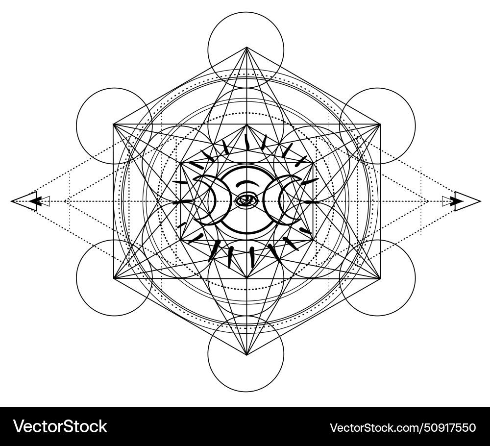 Metatron cube moon pagan wicca goddess Royalty Free Vector