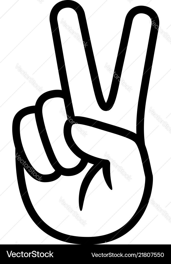 Peace Sign Hand Gesture Line Icon Royalty Free Vector Image