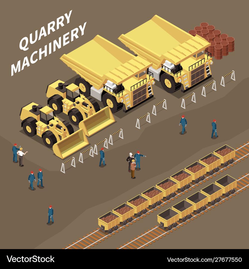 Quarry machinery isometric Royalty Free Vector Image