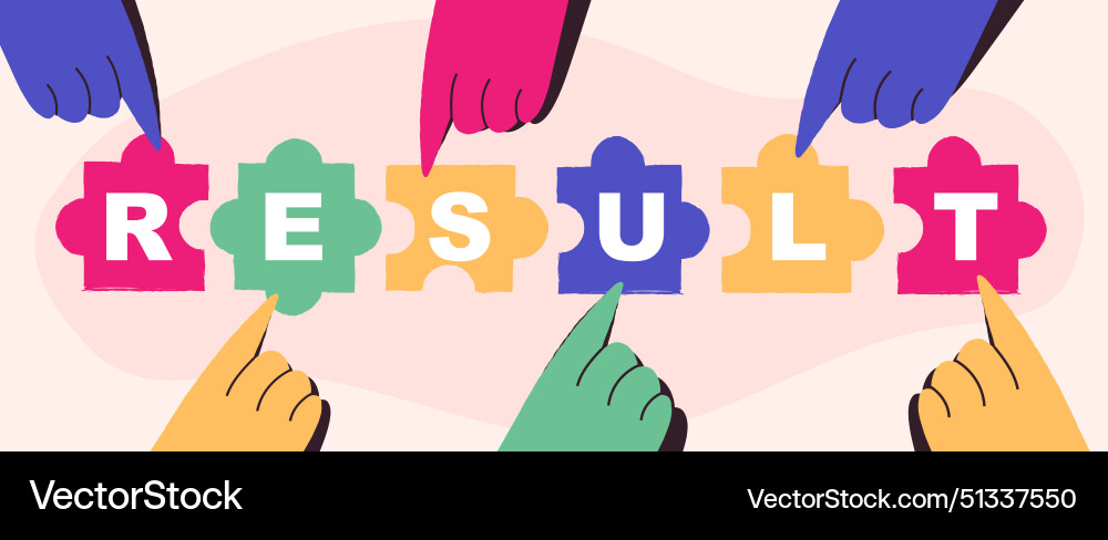 Result concept hands putting together puzzle Vector Image