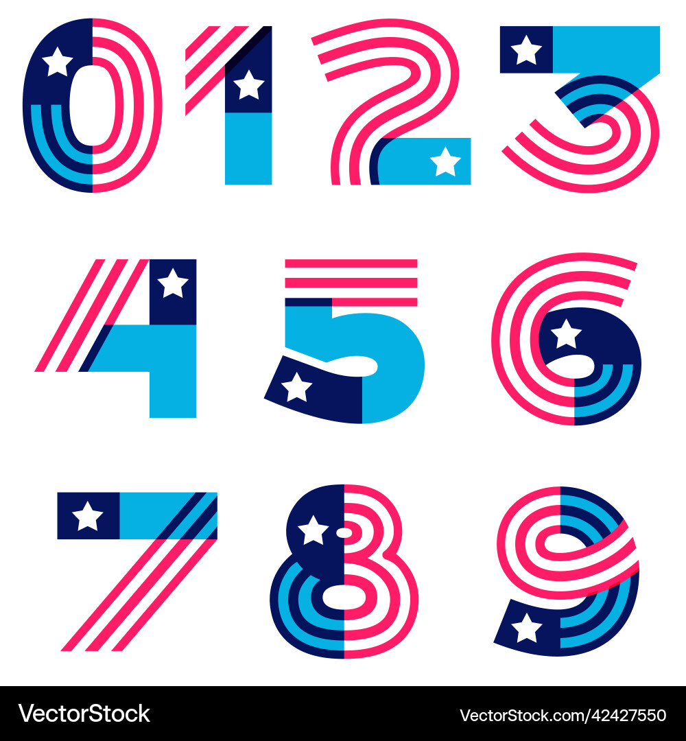 Stars and Stripes Numbers Royalty Free Vector Image