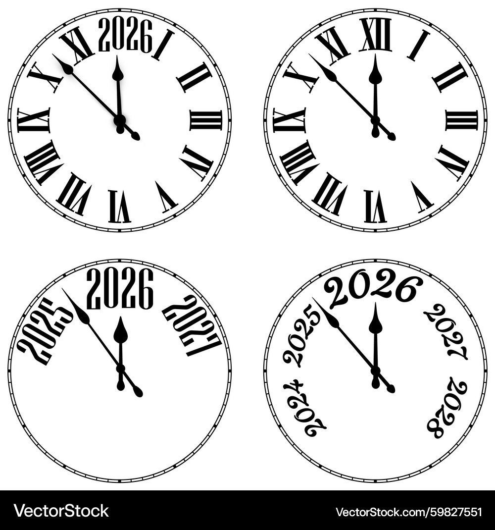 2026 Countdown Clock Faces – Royalty-Free Vector | VectorStock