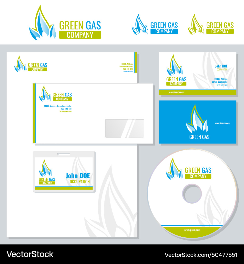 Corporate identity template with gas industry logo