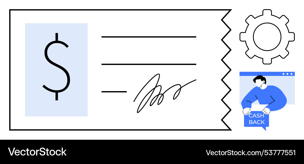 Financial transaction concept with check Vector Image