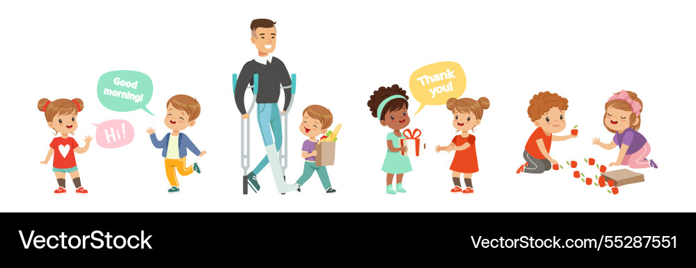 Kids with good manners and polite behavior Vector Image