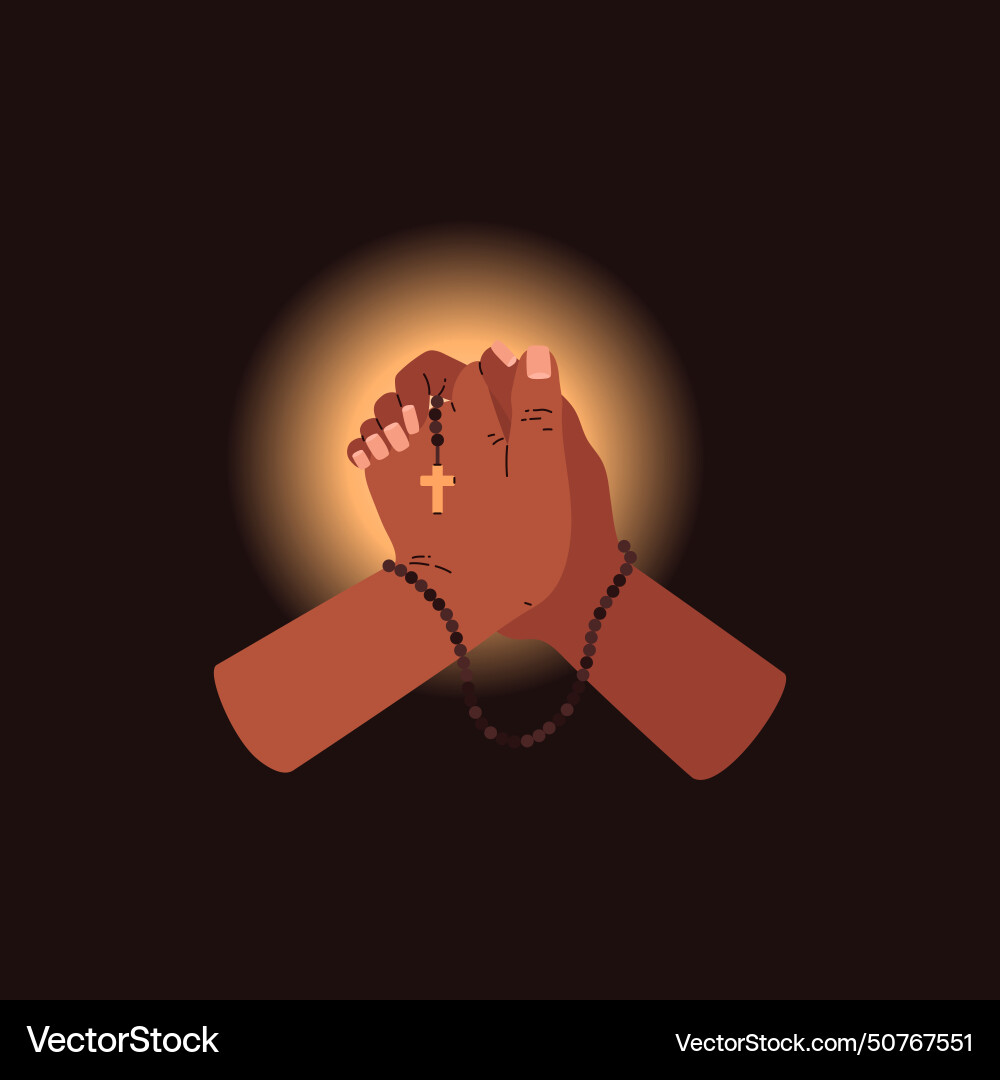 Rosary prayer hands Royalty Free Vector Image - VectorStock