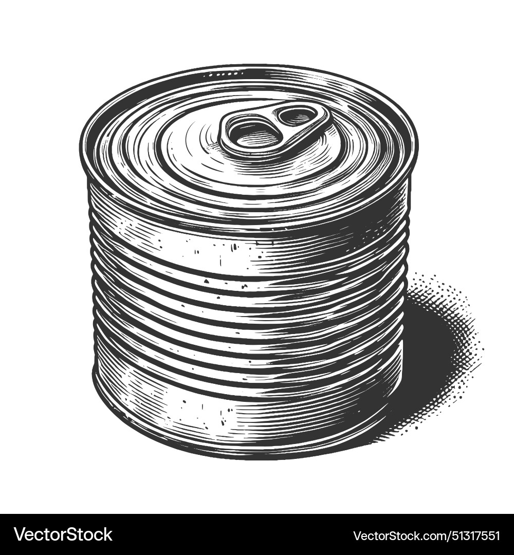 Vintage tin can engraving Royalty Free Vector Image