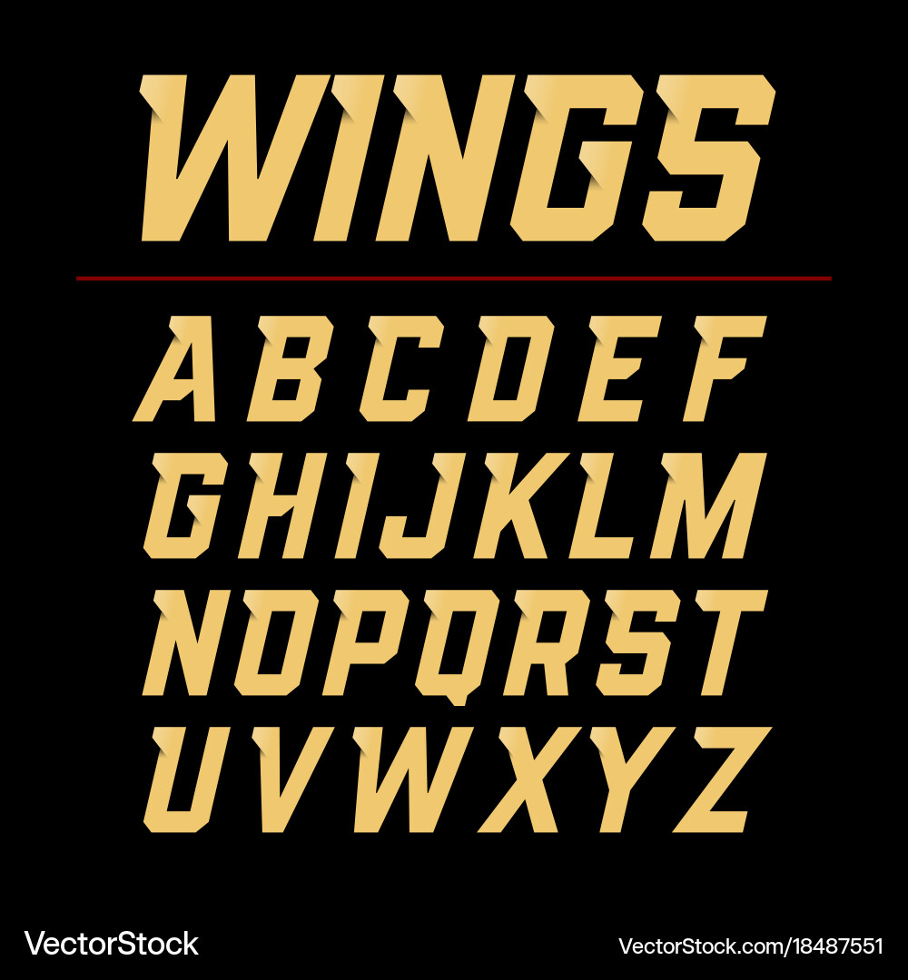 Wings font dynamic style alphabet letters Vector Image