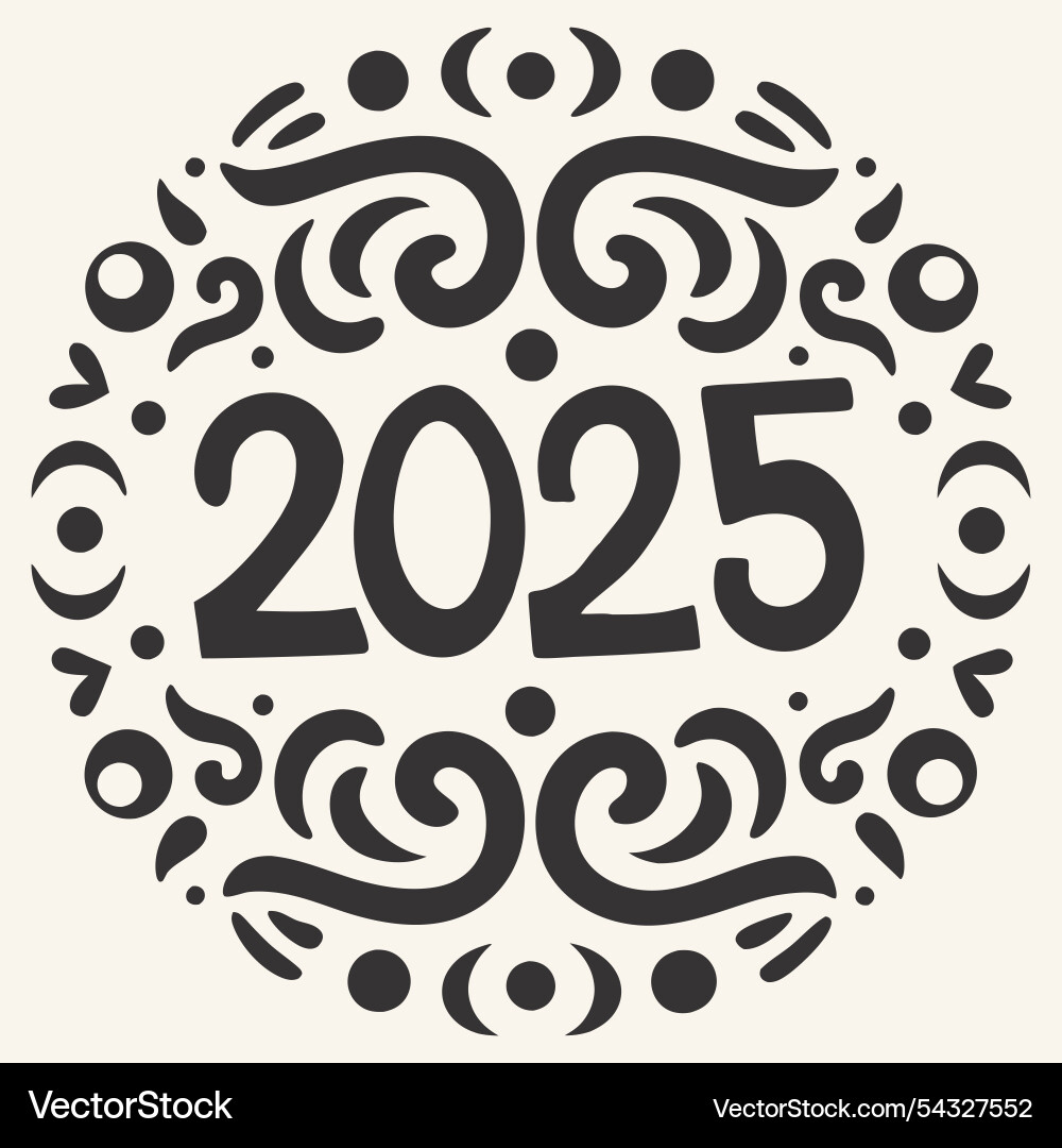 2025 round poster design with decoration Vector Image
