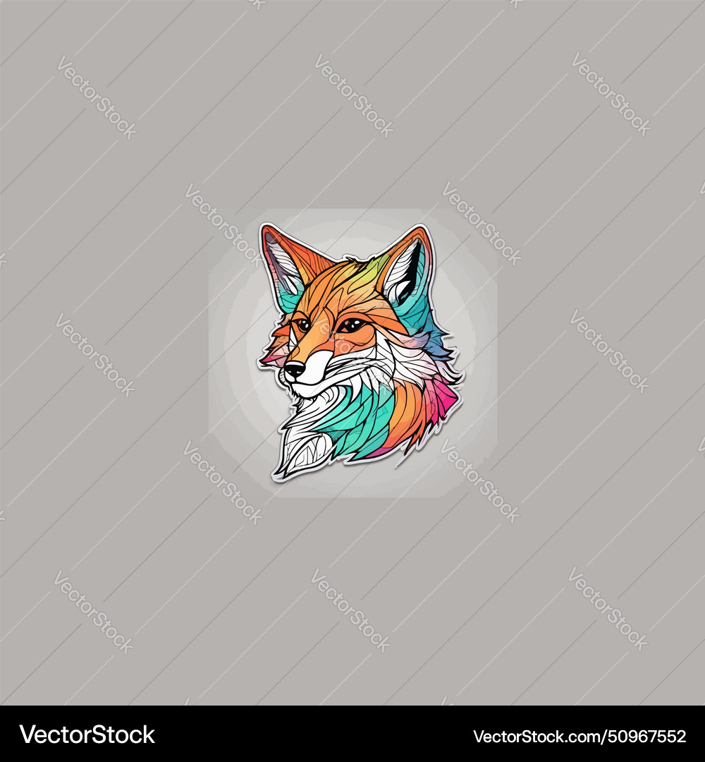 A drawing of fox with colorful background Vector Image