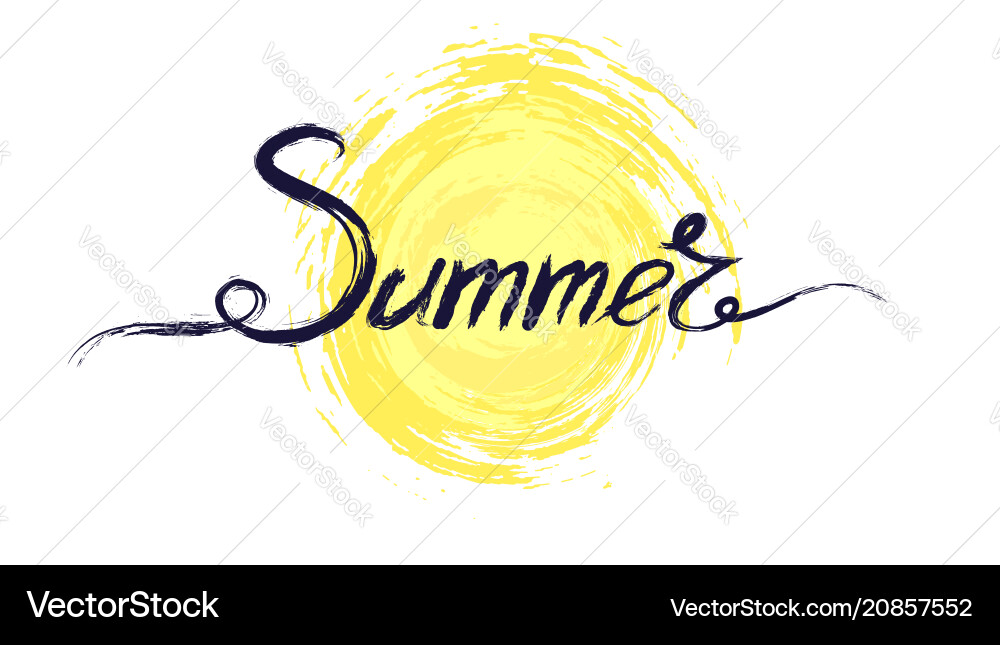 Acrylic handwritten text summer above the symbol Vector Image