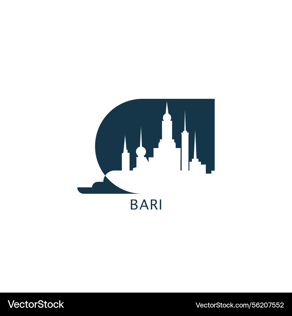 Bari icon with skyline panoramic view city shape Vector Image