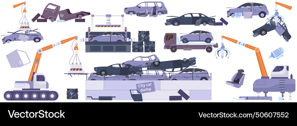 Car dump flat set Royalty Free Vector Image - VectorStock