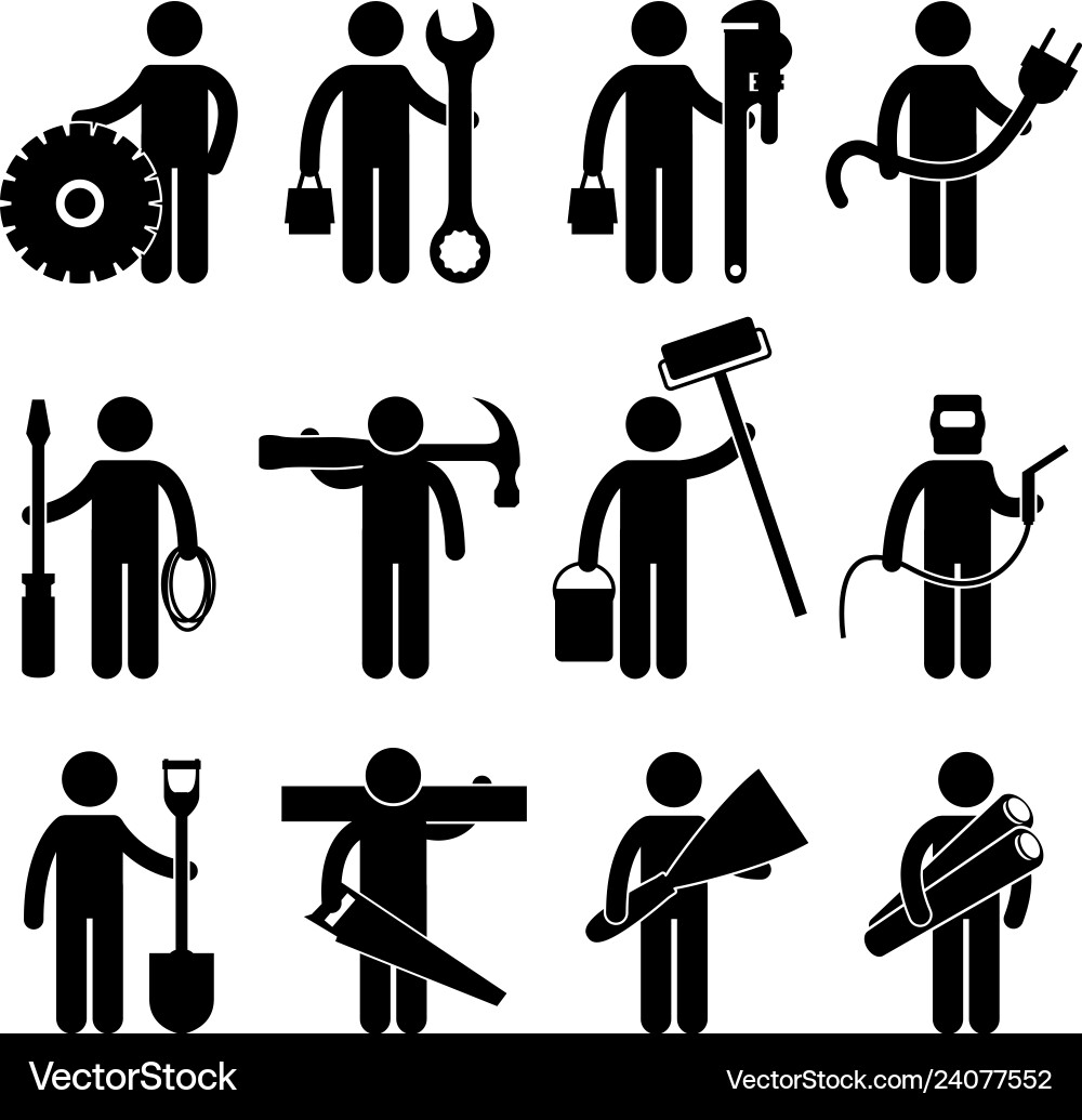Construction worker job icon pictograph sign Vector Image