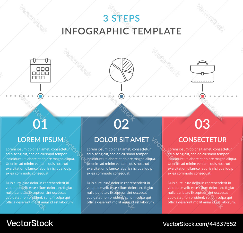Infographic template with 3 steps Royalty Free Vector Image