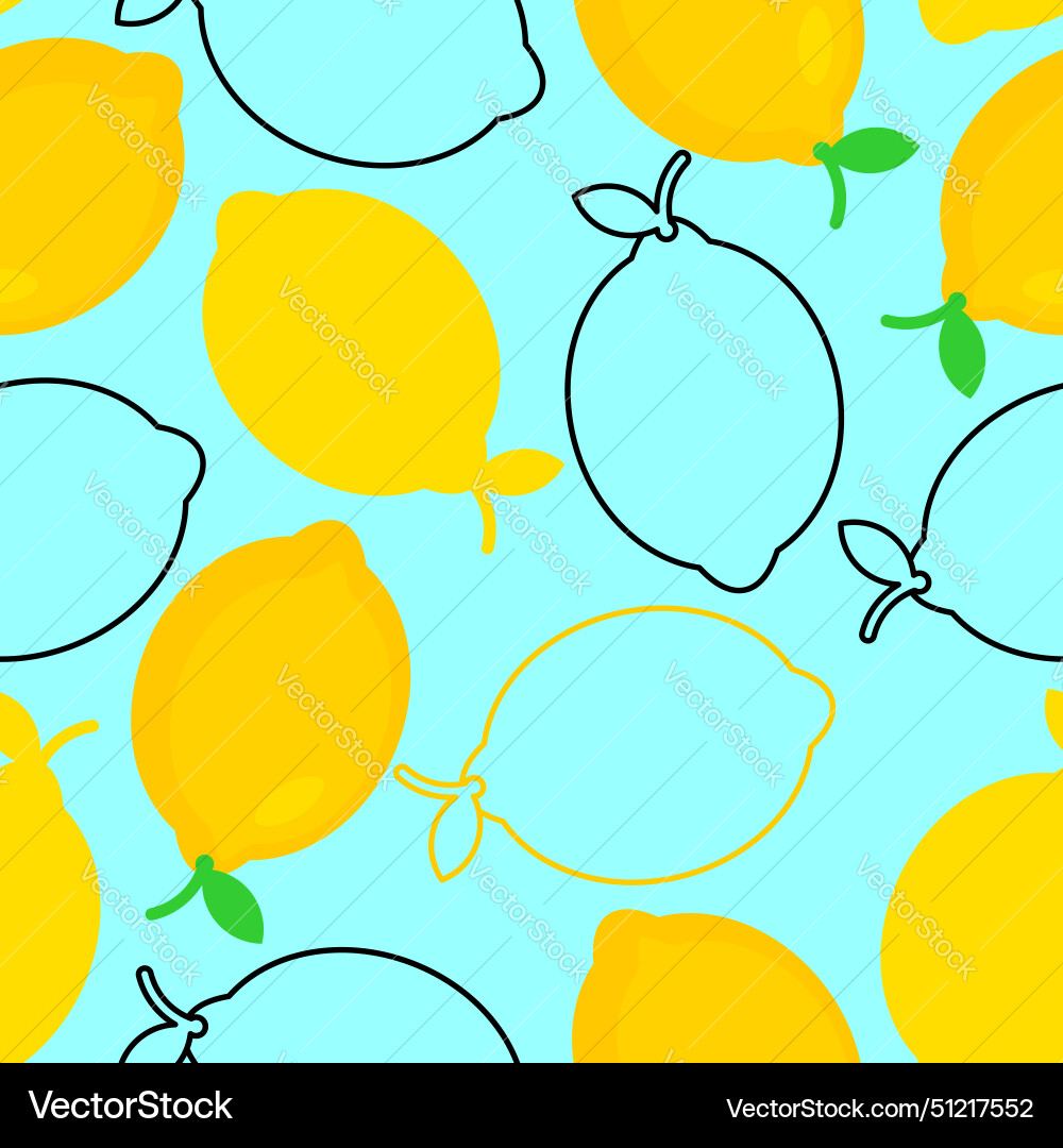 Lemon pattern seamless fruit background summer Vector Image