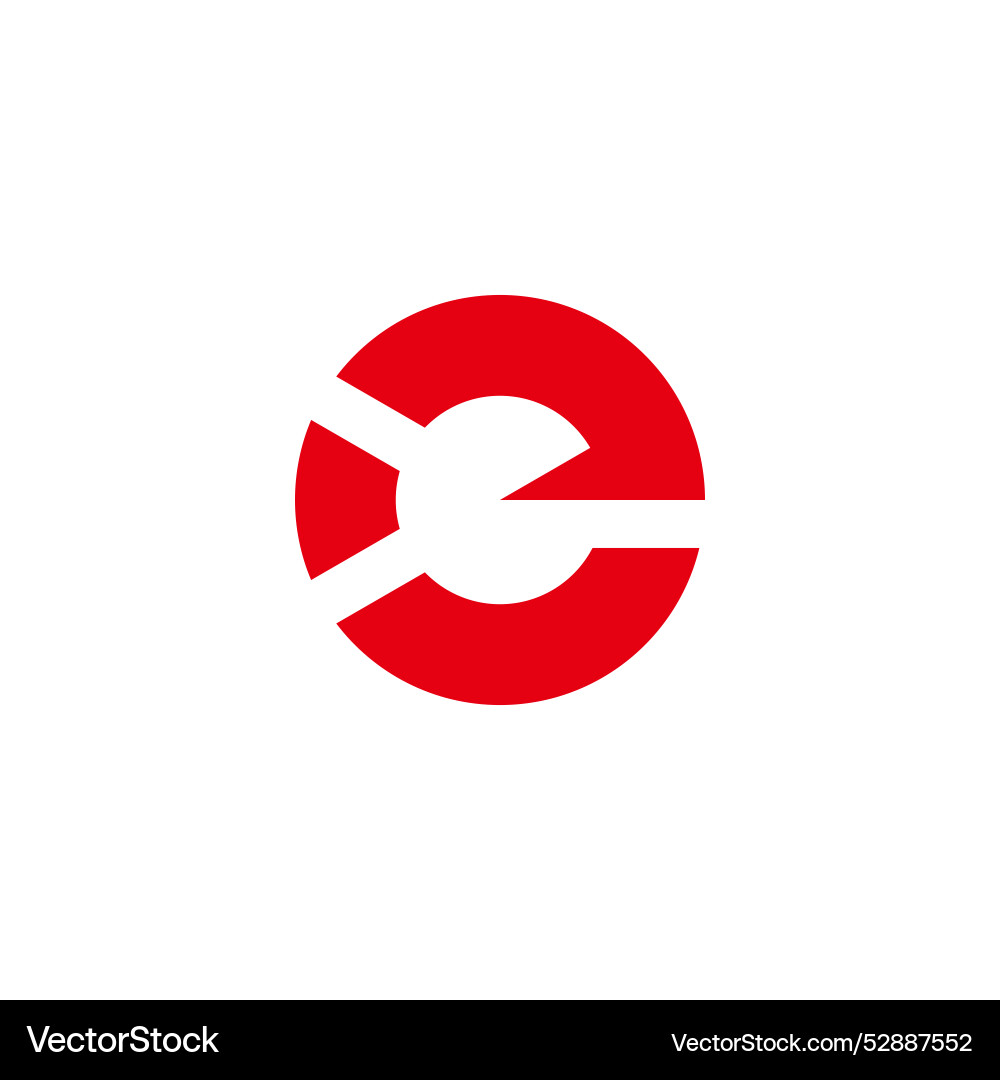 Letter e round motion arrow simple geometric logo Vector Image
