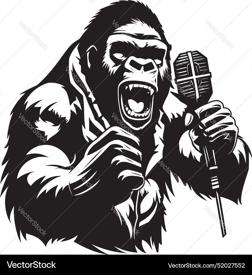 Mic monarch black logo groove gorilla Royalty Free Vector