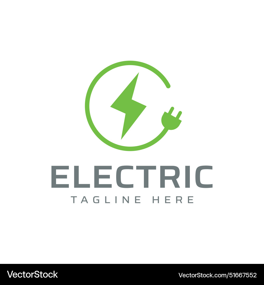Plug and lightning bolt logo design Royalty Free Vector