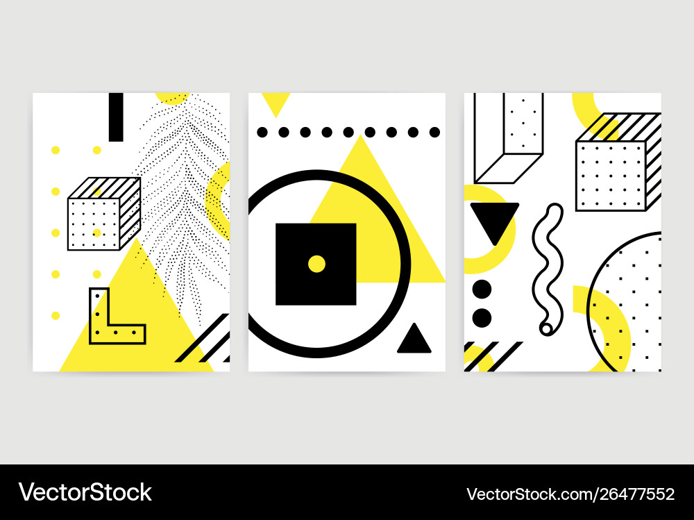 Posters set with bright bold geometric elements Vector Image