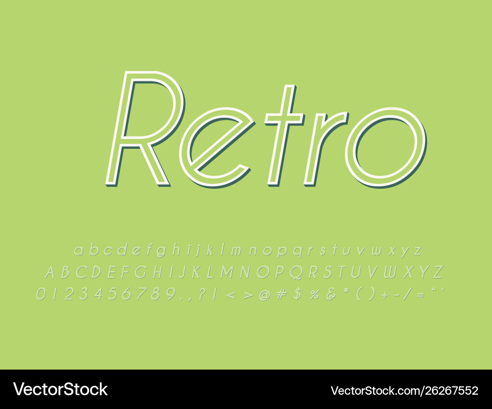 Retro font and alphabet stock Royalty Free Vector Image