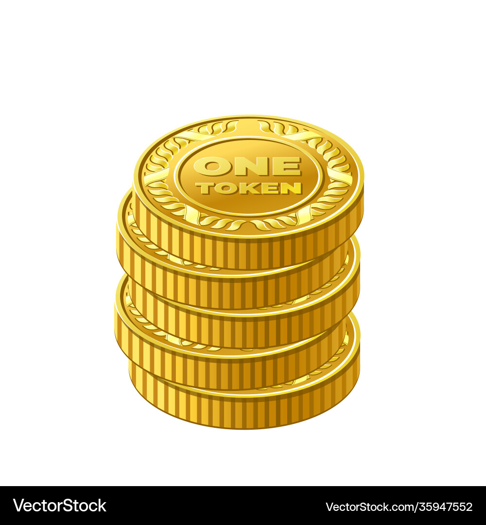 Stack gold one token coin icon Royalty Free Vector Image