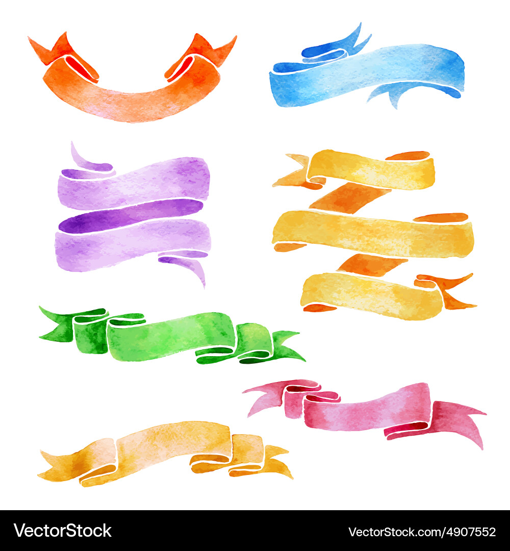 Watercolor ribbons Royalty Free Vector Image - VectorStock